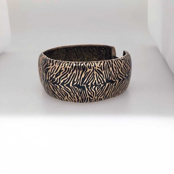 Pink Gold and Enamel Tiger Cuff Bracelet 1902-53 | Grants Jewelry