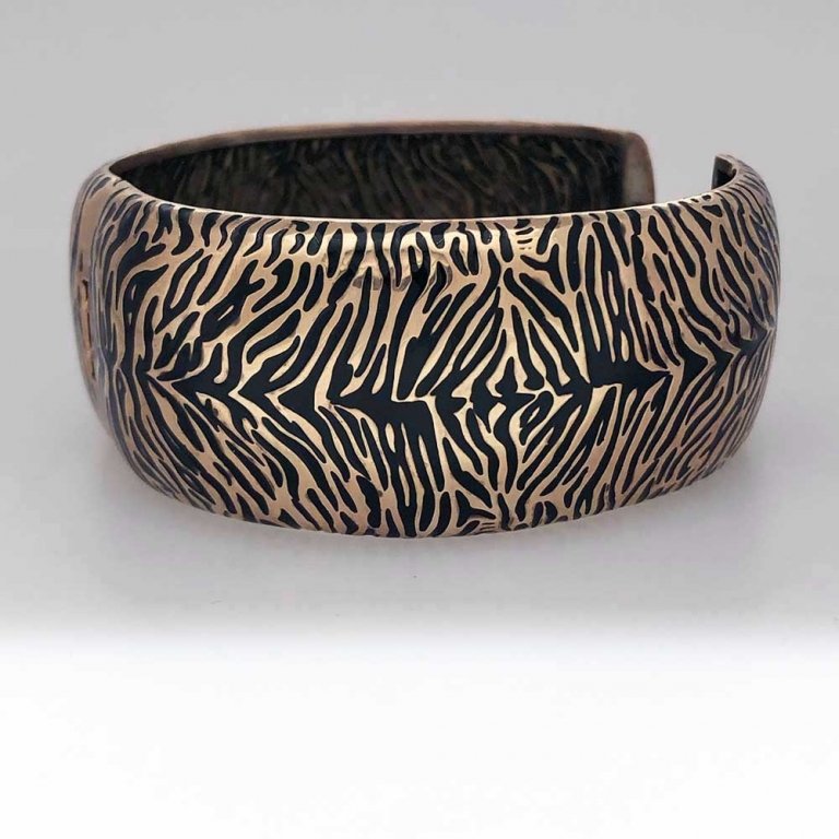 Pink Gold and Enamel Tiger Cuff Bracelet 1902-53 | Grants Jewelry