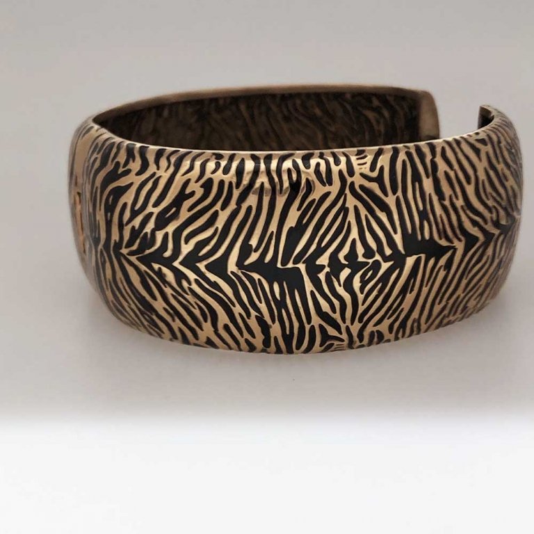 Pink Gold and Enamel Tiger Cuff Bracelet 1902-53 | Grants Jewelry