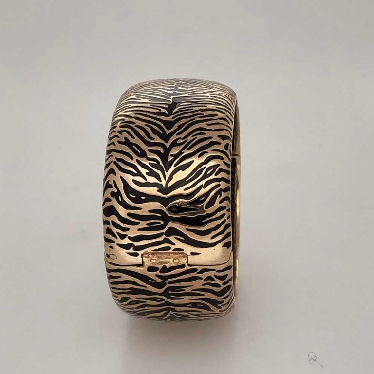 Pink Gold and Enamel Tiger Cuff Bracelet 1902-53 | Grants Jewelry