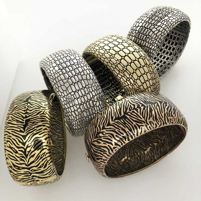 Pink Gold and Enamel Tiger Cuff Bracelet 1902-53 | Grants Jewelry